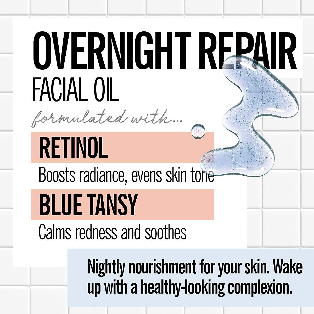 VALJEAN LABS Overnight Repair Facial Oil | Retinol and Blue Tansy | Helps to Even Skintone, Calm and Soothe Redness | Cruelty Free, Vegan, Made in USA (1.83 oz)