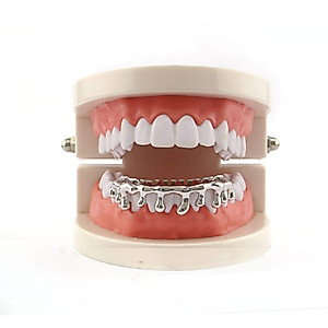 18k Gold Teardrop Bottom Grillz 6 Teeth Lower Teeth Drip Cap Grillz