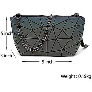 JOBEDE Holographic Laser Shoulder Bag, Geometric Hard Lattice Purses Handbags Reflective Envelope Handbag Luminous Purses Crossbody Bag Tote for Women