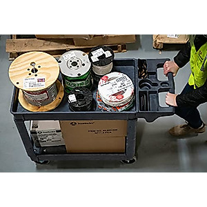 Southwire 65240340 Small 2 Shelf Utility/Service Cart, Lipped Shelves, 500 Lbs Capacity for Warehouse/Garage/Cleaning/Manufacturing