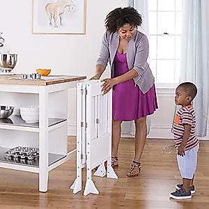 Guidecraft Contemporary Kitchen Helper® Stool and 2 Keepers - White: Wooden, Adjustable Height, Safety Folding Tower for Toddlers