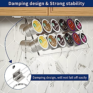 AITEE Acrylic Under Cabinet Coffee Pod Holder for K Cups, Clear K Cup Coffee Pod Holder, SpaceSaving Under Counter Cabinet Coffee Pod Holder for 12 K Cup Coffee Pods in Office and Kitchen K Cup