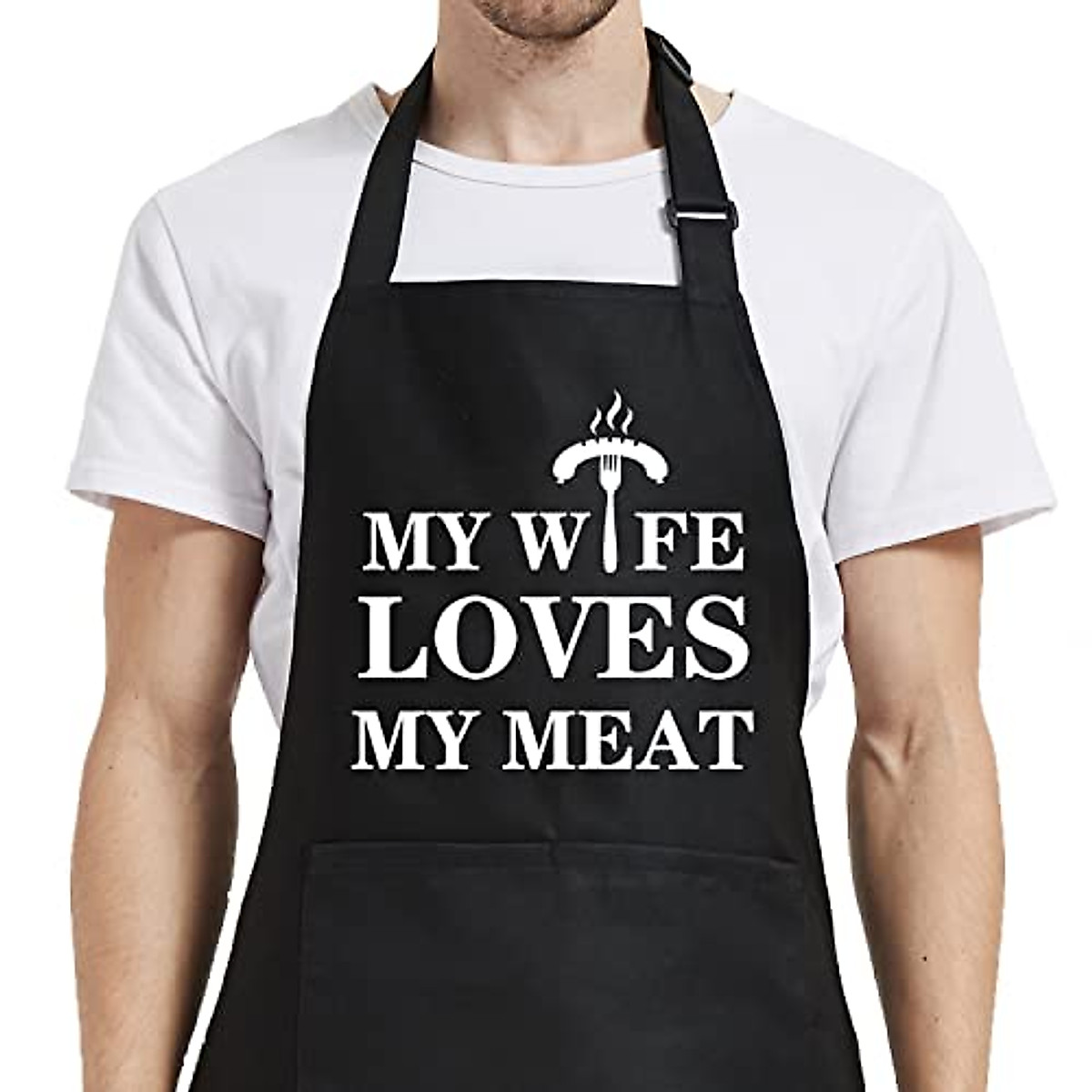 Gvlrbut Funny Grilling Aprons for Men, Gag Gifts for Men, Cooking BBQ Grill Chef Apron for Dad Naughty Gifts for Him Husband from Wife, Black, One Size