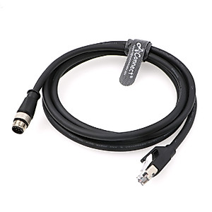 M12-A-Code-RJ45-Ethernet-Cable for Cognex DM300 M12 8-Pin A-Code Male to RJ45 for Industrial Camera 6.6Ft|2M
