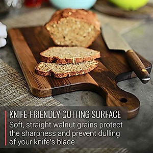 Made in USA Walnut Cutting Board by Virginia Boys Kitchens - Butcher Block made from Sustainable Hardwood (Handle - 10x16)