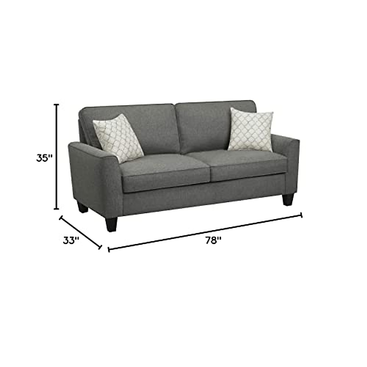 Serta Deep Seating Astoria 78" Sofa in Dark Gray