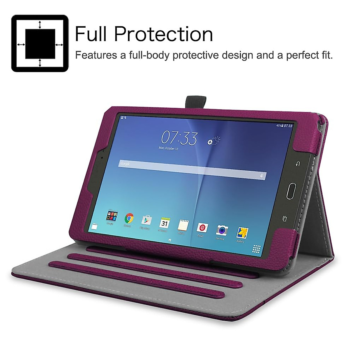 Fintie Case for Samsung Galaxy Tab E 8.0, [Corner Protection] Multi-Angle Viewing Stand Cover with Pocket for Galaxy Tab E 32GB SM-T378 / Tab E 8.0-Inch SM-T375 / SM-T377 Tablet, Purple