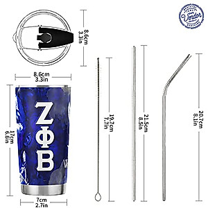 Bad Bananas BBGreek Zeta Phi Beta Paraphernalia - 20 oz Stainless Steel Coffee Tumbler - Travel Coffee Mug Insulated Tumblers - Greek Letters - Official Vendor