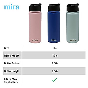 MIRA Stainless Steel Insulated Tea Infuser Bottle for Loose Tea - Thermos Travel Mug with Removable Tea Infuser Strainer - Black - 18 oz