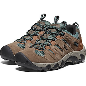 KEEN Women's Headout Low Height Waterproof All Terrain Hiking Shoes, Shitake/Dark Forest, 9.5