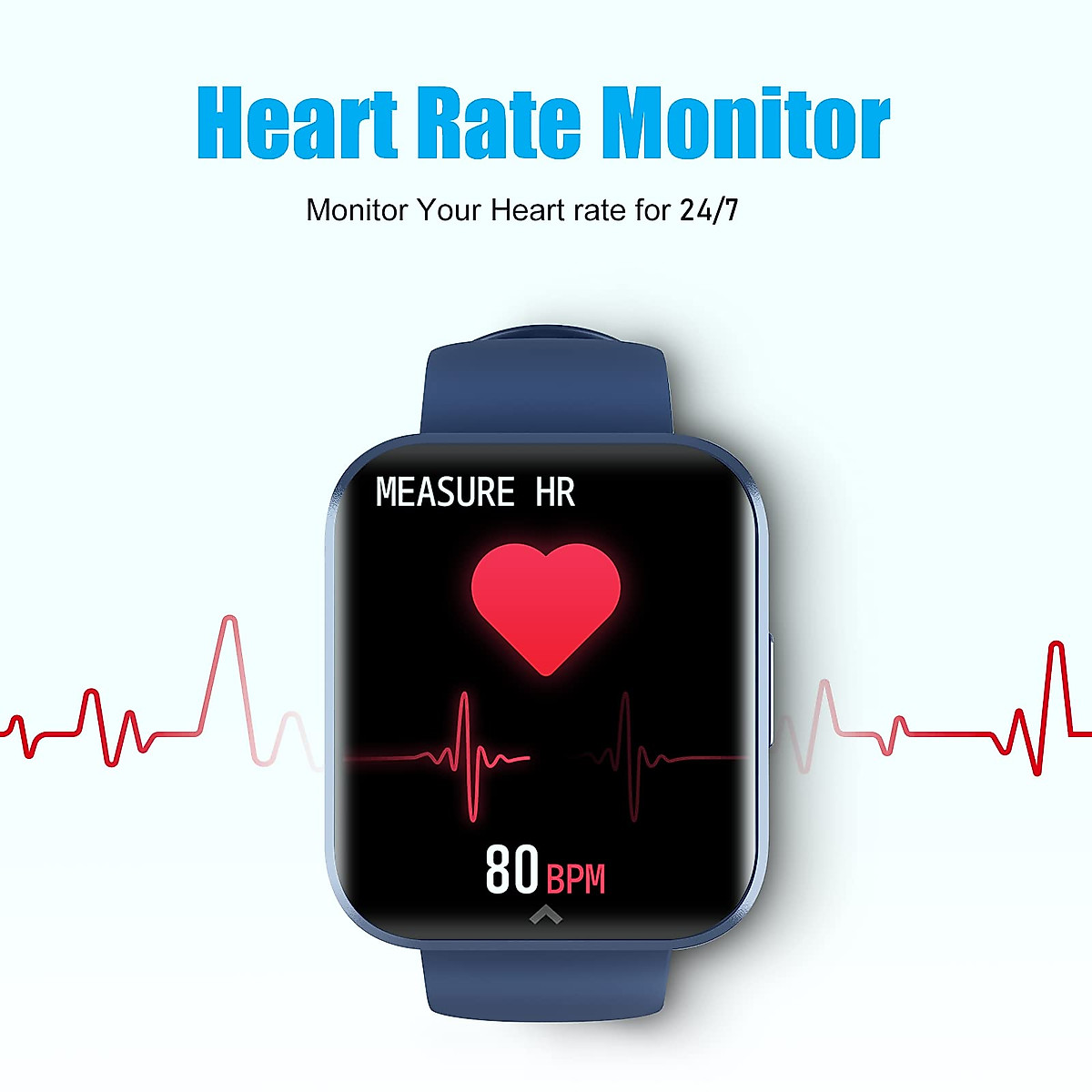 Joombonpia Smart Watch for Android Phones iPhone Compatible 1.71''Touch Screen Fitness Tracker with Heart Rate Blood Oxygen Sleep Monitor IP68 Waterproof Smart Watches for Men(Blue)