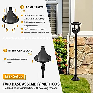 PASAMIC 2 Pack 44" Solar Lamp Post Lights Outdoor, Floor Lamp, Waterproof Solar Powered Lights for Garden, Lawn, Pathway, Yard, Front/Back Door, Warm White Solar Decorative Light, Replaceable Bulb