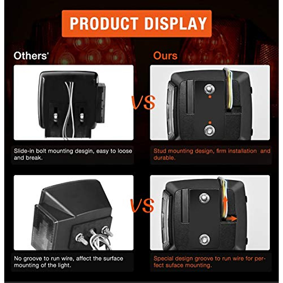 Nilight 2PCS Square LED Trailer Light Kit Low Profile Submersible IP68 LED Stop Turn Tail Side Marker License Light for 12V Utility Trailer Boat Camper RV Trucks Marine Snowmobile,2 Years Warranty