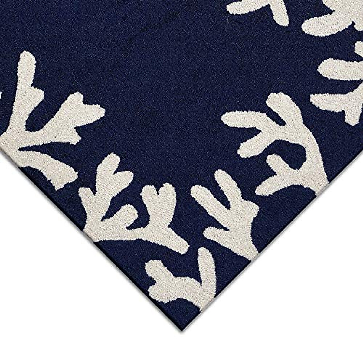 Liora Manne Capri Coastal Coral Border Navy Indoor/Outdoor Rug, 2'6 x 4