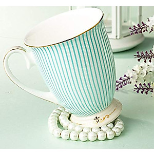 ENJOHOS Tea Cups and Saucers Royal Vintage Porcelain Bone China Coffee Mug/Tea Cup/Gift Ideas (Royal Blue Stripe)