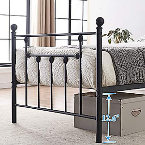 VECELO Twin Size Metal Platform Bed Frame with Headboard and Footboard, Heavy Duty Slat Support/No Box Spring Needed Mattress Foundation/Underbed Storage Space, Victorian Style, Black
