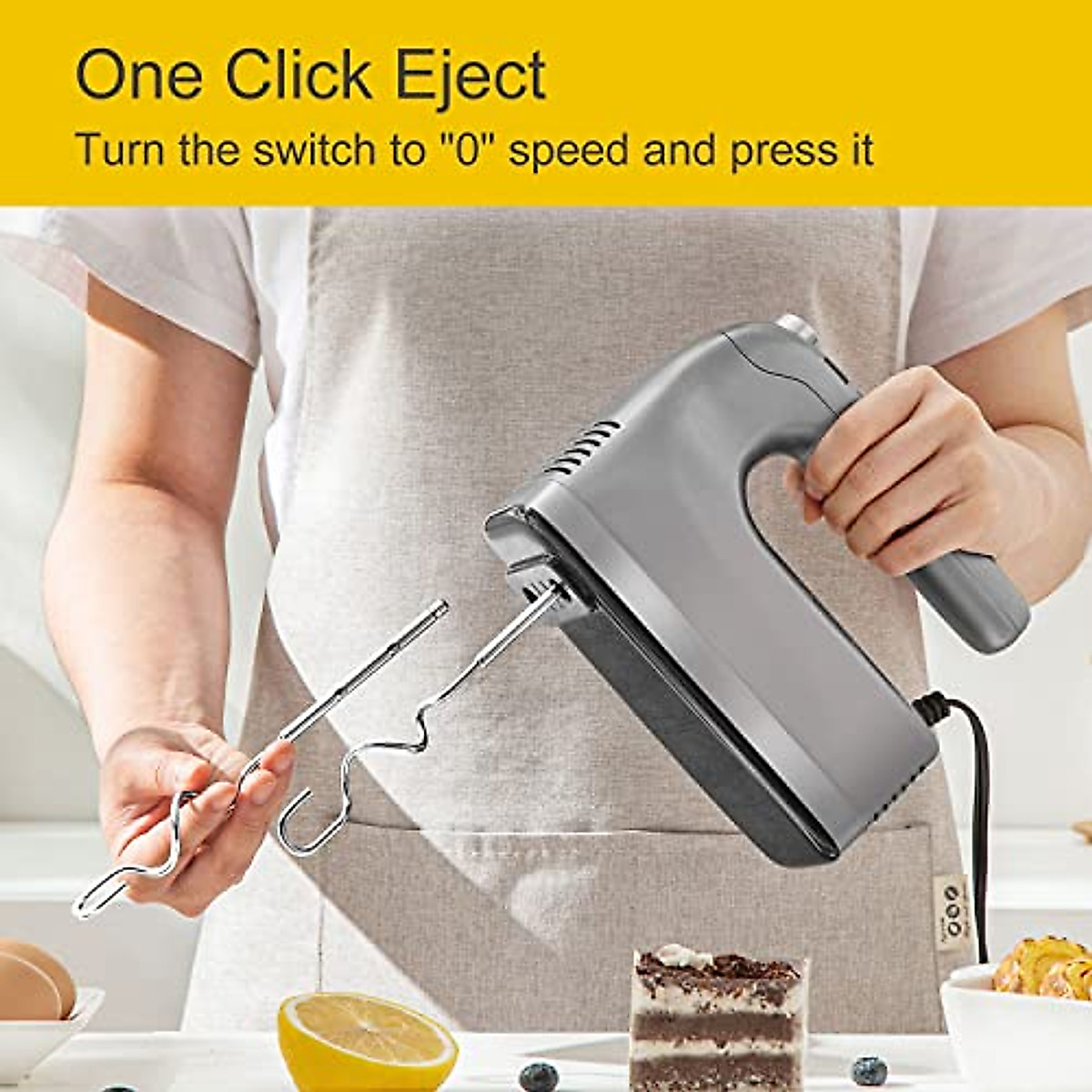 Electric Hand Mixer, Upgraded 9-Speed 400W Kitchen Handheld Mixer with Digital Screen, Hand Mixer with 6 Stainless Steel Accessories, Slow Start Electric Mixer with Turbo for Whipping Mixing Cookies, Brownies, Cakes, Dough Batters
