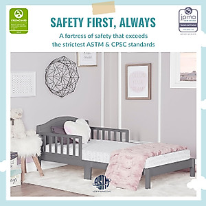 Dream On Me Sydney Toddler Bed in Steel Grey, Greenguard Gold Certified