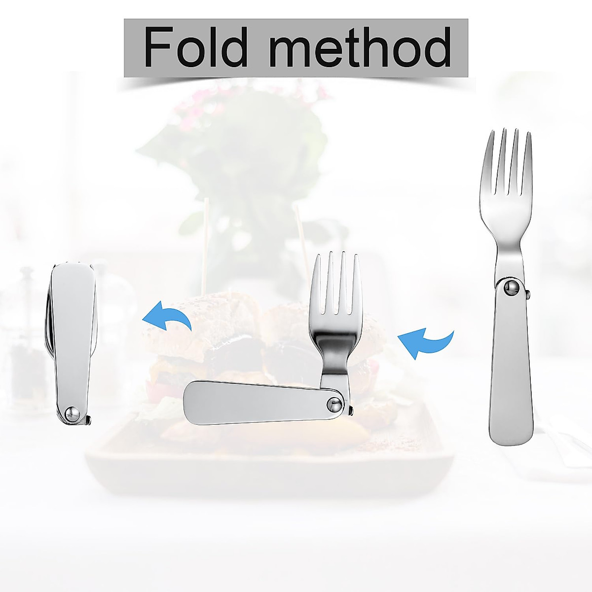 2pcs Replacement Fork for Thermos, Stainless Steel Foldable Folding Portable Serving Forks Compatible with Thermos Funtainer 10oz Food Jar for Outdoors Picnic Travel Tableware