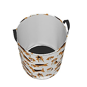 Beagle Dog Printed Laundry Baskets, Round Storage Bins, Organizers, Storage Basket Bags For Clothes, Toys, Home And Dorm Rooms