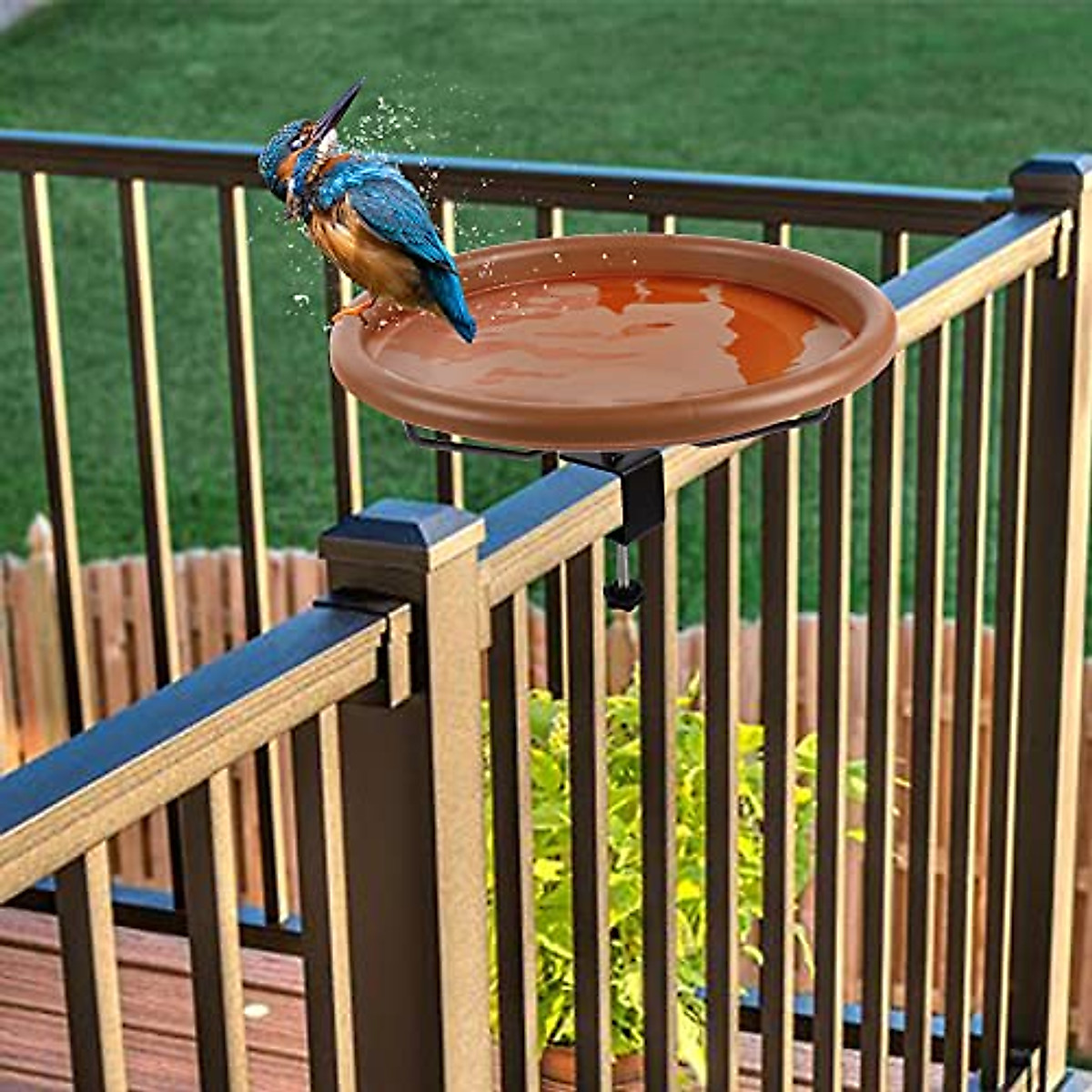 yosager Bird Bath Deck Bowl Spa Mount Bird Bath Unheated with Lightweight Detachable, Oriole Drinking Feeder, Adjustable Heavy Duty Sturdy Steel, Great for Attracting Birds