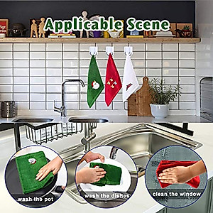 Portin Christmas Decorative Kitchen Towel Hand Towels Dish Towel Set Highly Absorbent 12" x 18" Gift-Christmas, 3 Pack (Red, White, Green)