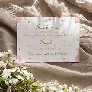 Paper Clever Party Pink and Gold Baby Shower Thank You Cards with Envelopes Blank Notes Prefilled with Message Girls Personalize Cute Princess Notecards Twinkle Star 4x6 Stationery Set, 15 Pack