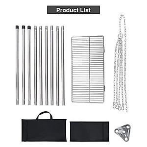 REDCAMP Campfire Tripod, Folding Camping Grill with Grill Grate, Tripod Cooker for Cooking,Ourdoor BBQ