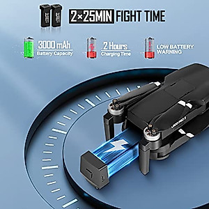 HHD Drones with Camera for Adults 4k，3-Axis Gimbal, Foldable RC Quadcopter with 5G WiFi FPV Live Video，50 Minutes Flight Time, App Control,2 Batteries