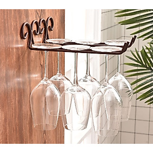 DYT 2-Rail Wine Glass Rack,10.2 Inch Stemware Rack Wall Mounted for Kitchen Cabinet Bar,Stemware Rack Metal Stemware Holder Wine Glass Holder Wine Glass Hanger,Black