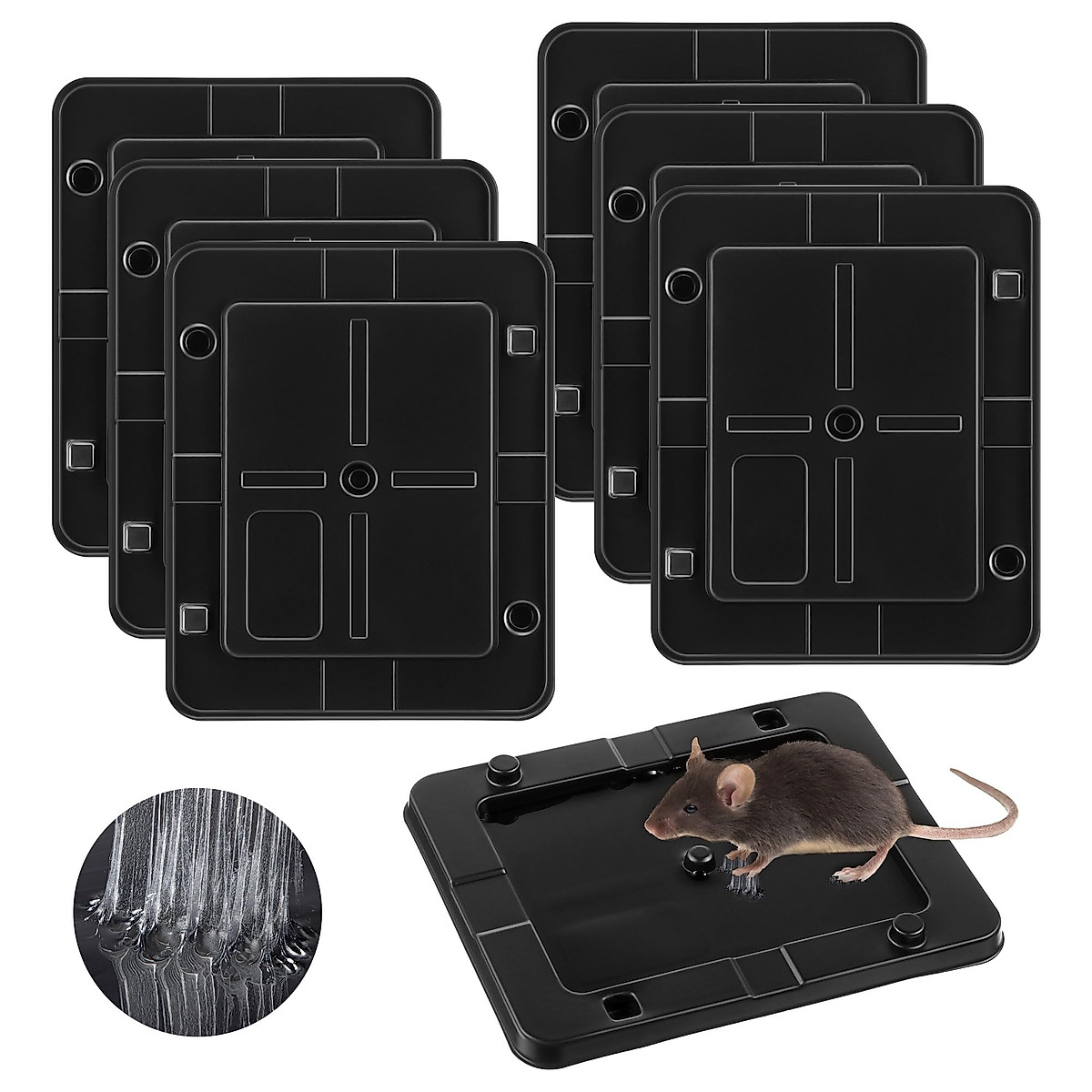 Qualirey 6 Pack Mouse and Insect Glue Traps, Strong Sticky Pre Baited Trays with Non Toxic Glue for Mice, Small Rats, Flies, Cockroaches and Other Bugs, Ready to Use Indoor, Safe to Children
