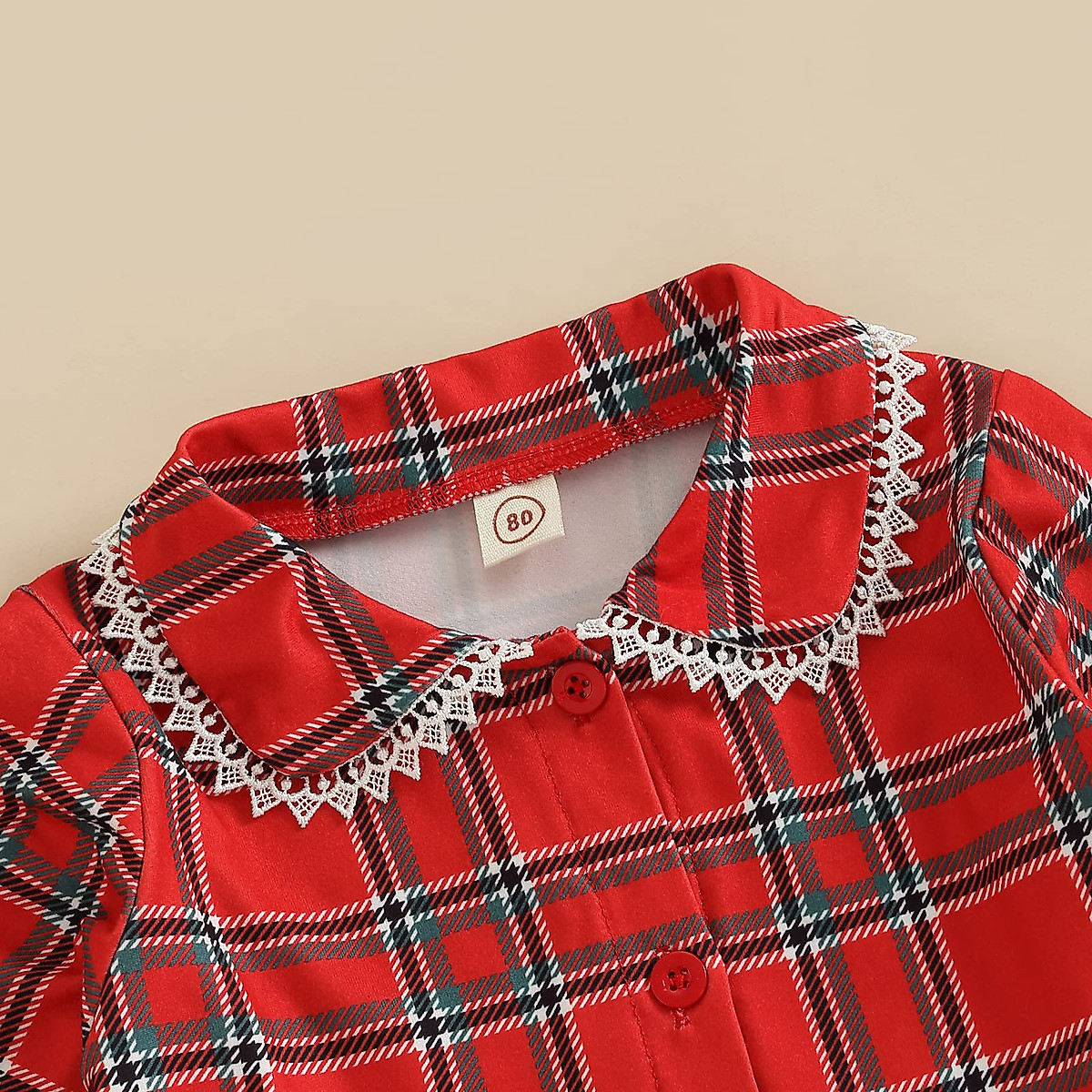 MAINESAKA Baby Boy Girl Pajamas Christmas Red Plaid Print Long Sleeve Lapel Collar Button Down Top Shirt Pants Nightwear (Red Plaid, 4-5 Years)