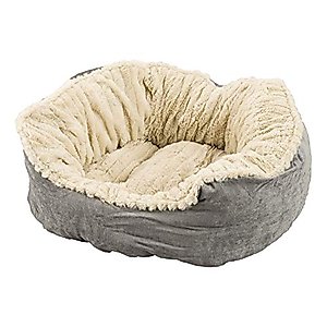SPOT Ethical Pets Sleep Zone Carved Plush Pet Bed 21” Grey - Pet Bed for Cats and Small Dogs - Attractive, Durable, Comfortable, Washable (32924), 21x17