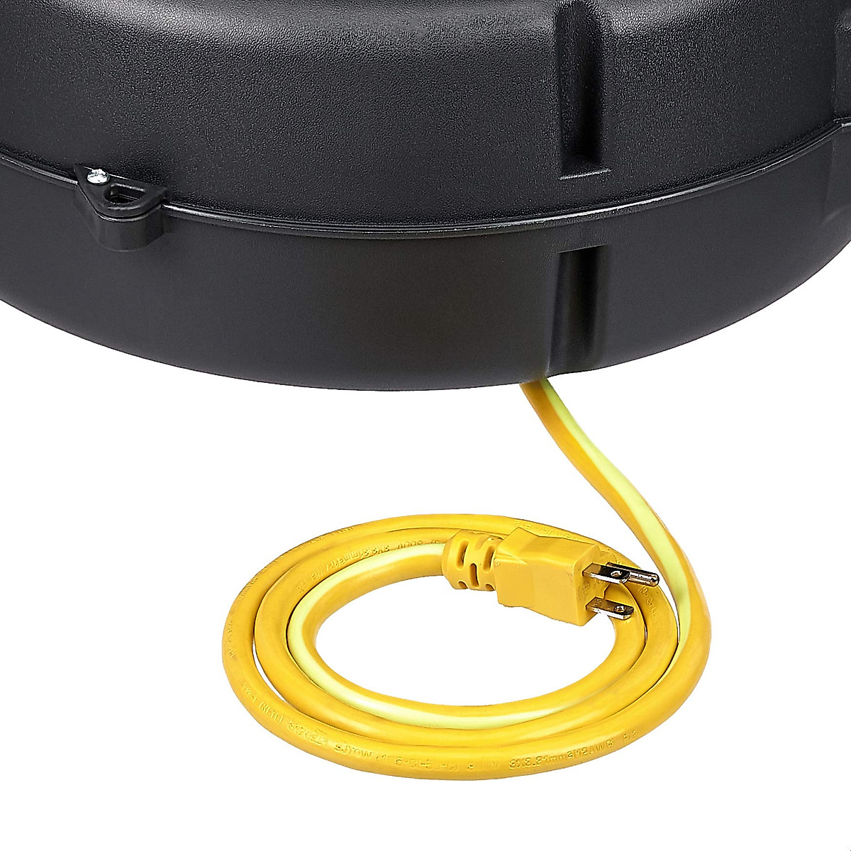 AmazonCommercial Extension Cord Reel Retractable Heavy Duty 12AWG x 80' Glow Strip Cable and LED Light-Up Triple Tap Connector