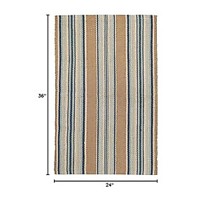 Dash and Albert Blue Heron Cotton Area Rug - 2' x 3' Blue Stripe Handwoven Accent Rug - Durable, Lightweight, High Traffic Areas Hallway, Bedroom, Stairs