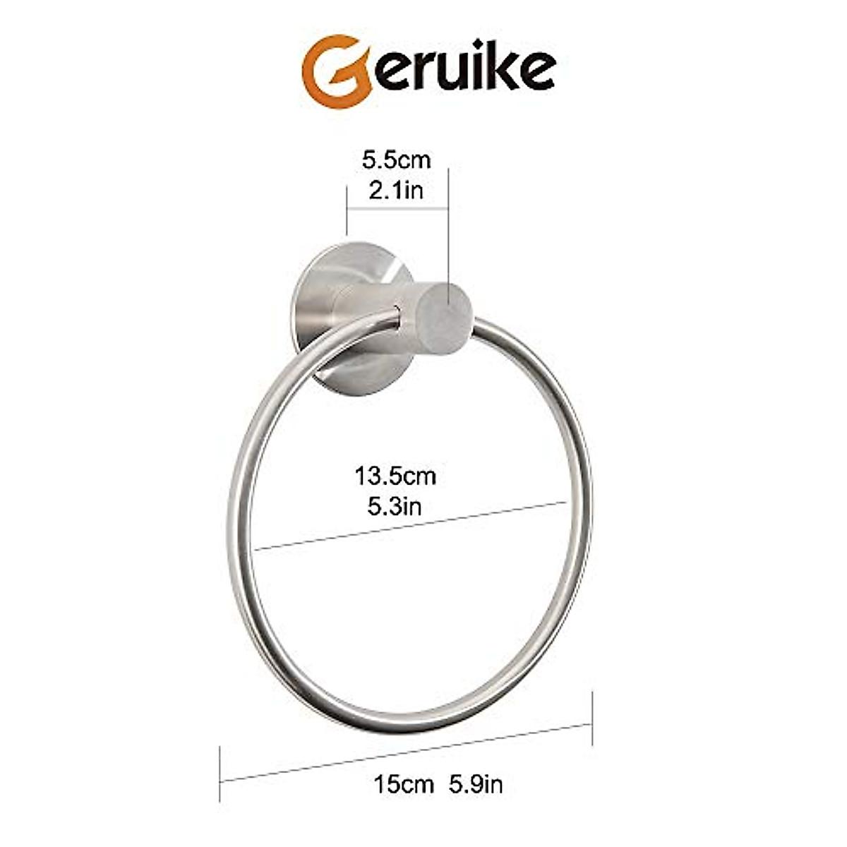 GERUIKE Adhesive Towel Ring Wall Mount Hand Towel Ring Self Adhesive Towel Hanger Stainless Steel Rustproof Brushed Nickel