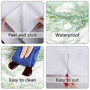 Green Marble Contact Paper for Countertops Vinyl Waterproof Kitchen Wall Paper for Cabinets Cyan Peel and Stick Wallpaper Decorative Peel and Stick Countertops Contact Paper for Table Desk 24''x118''