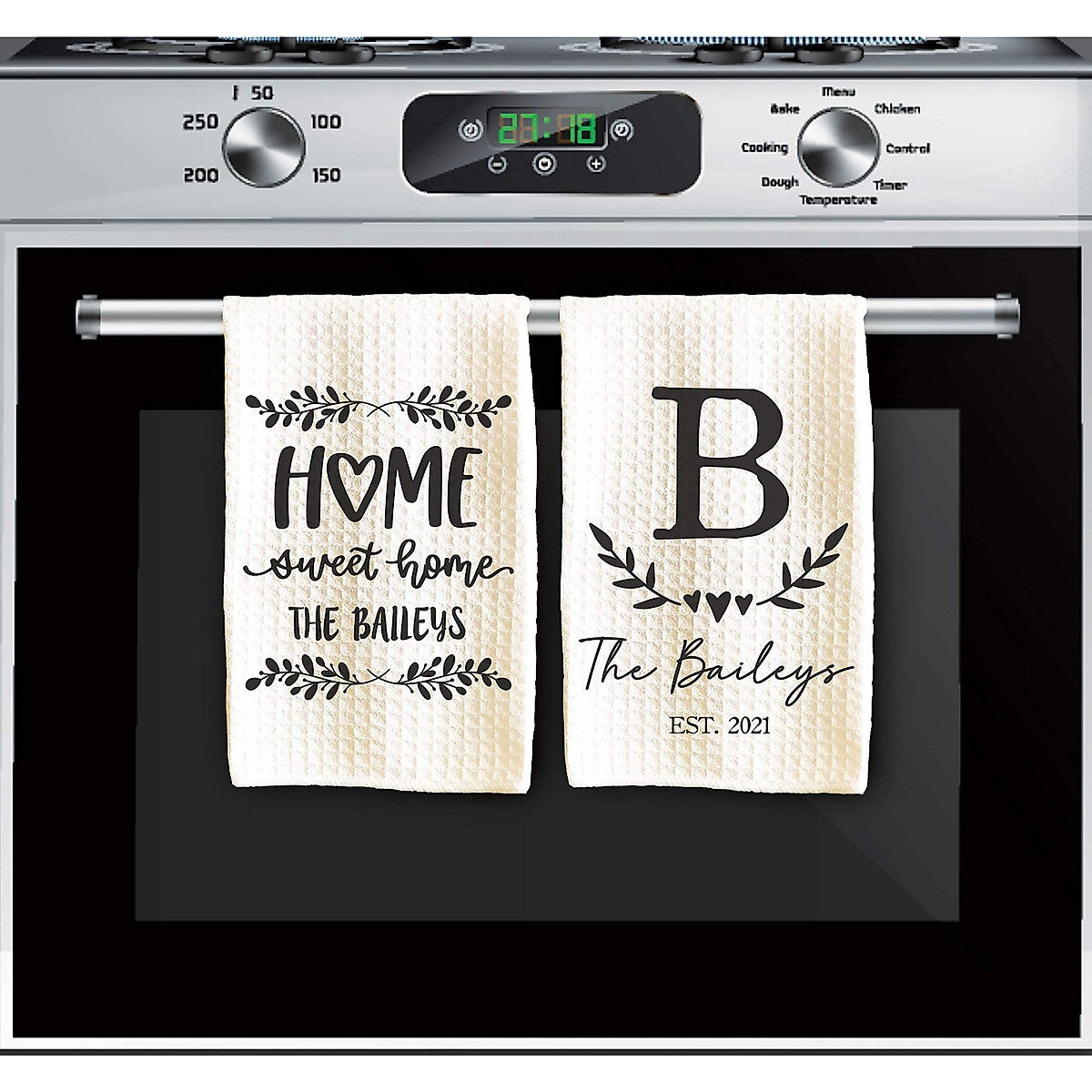 CANARY ROAD Couple Two Towel Set | Personalized Waffle Weave Kitchen Towel | Housewarming Gift | Wedding Gift | Personalized Dish Towel | Engagement Gift