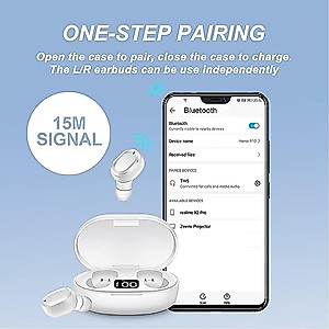 Wireless Earbuds, Bluetooth 5.3 Headphones 30H Playtime Wireless Charging Case & LED Power Display Deep Bass IPX7 Waterproof Earphones Microphone Stereo Headset for Sports/Workout/Gym(White)