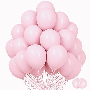 100pcs Pink Balloons,12 inch Latex Balloons, Thickened Pastel t Pink Party Balloons for Valentine’s Birthday Baby Shower Gender Reveal Wedding Party Decorations(With 2 Pink Ribbons)