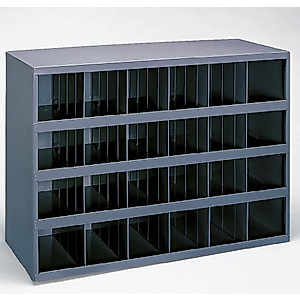 Durham 356-95 Gray Cold Rolled Steel 24 Opening Bin with Slope Self Design, 33-3/4" Width x 23-7/8" Height x 12" Depth