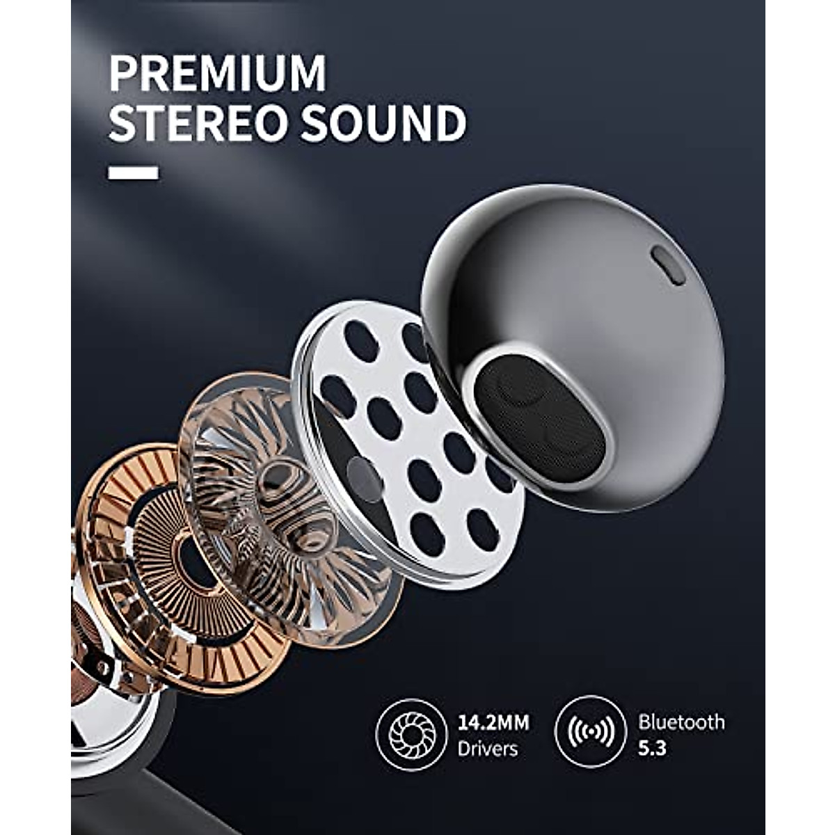 Wireless Earbuds, Bluetooth 5.3 Headphones with Microphone, 37H Playback LED Power Display, In-Ear Headphones Deep Bass, IPX7 Waterproof, Ultra-Light Earphones with Charging Case, Smart Touch, Sport