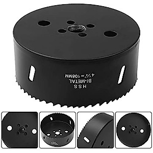 4-1/4 Inch Hole Saw with Heavy Duty Arbor, HSS Bi-Metal Holesaw Drill Bits 38mm Depth Hole Cutter Saw for Easily Drilling Soft Metal, Plywood, Plastic, Drywall, Wood, Fiberboard (108mm)