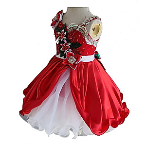 Jennifer G221RG Christmas Toddler Baby Newborn Little Girl's Pageant Party Dress RED Size3T