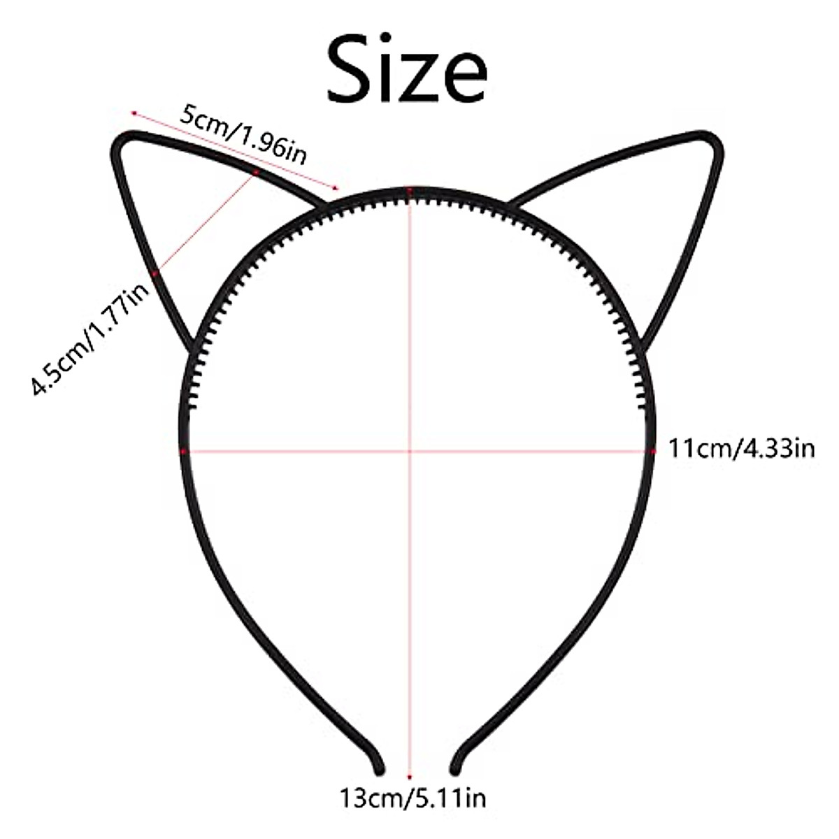 Black Cat Ear Headbands for Girls, Women, and Kids - Plastic Kitty Ears for Parties, Costumes, Daily Wear, and Decorations - 10Pcs Non-Slip Headbands