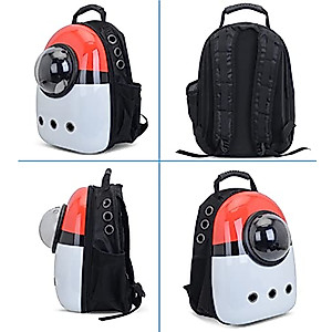 Enkarl Cat Carrier Backpack, Pet Backpack Bubble Rucksack Front Pack for Cat Puppy Dog Capsule Space Backpack, Pet Carrier for Travel Hiking Walking Camping. (Red and White)