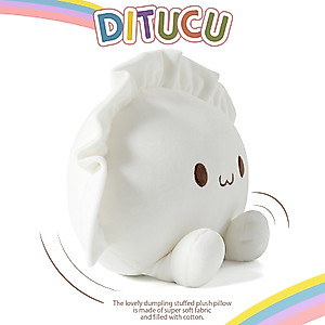 Ditucu Cute Dumpling Plush Pillow Funny Food Soup Stuffed Animals Plushies Toys Soft Hugging Gifts for Kids White 8 inch