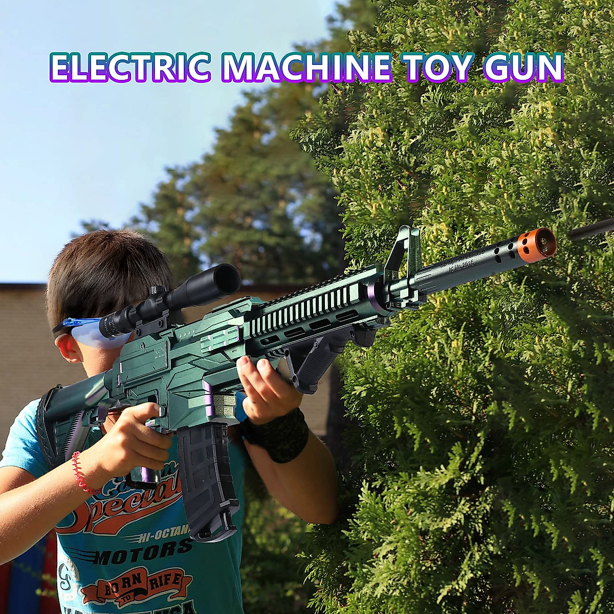 Toy Guns for Boys 8-12, Automatic Machine Toy Gun Electric Toy Foam Blasters & Guns with 200 Bullets, 2 Magazines, 1 Goggles, Foam Dart Gun Toys Birthday Xmas Gifts for Kids 8+