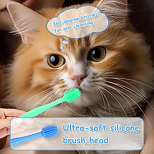 LLOUSSAK 7Pcs Dog Toothbrush Cat Toothbrush Small Dog Puppy Tooth Brushing Kit Finger Toothbrush 360 ° Dog Toothbrush for Puppy, Small Dog and Cat