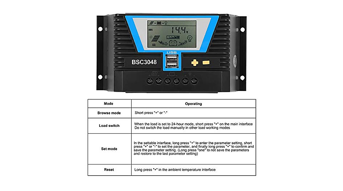 Walfront 40A Solar Charge Controller for Variety Batteries BSC3048 12V ...